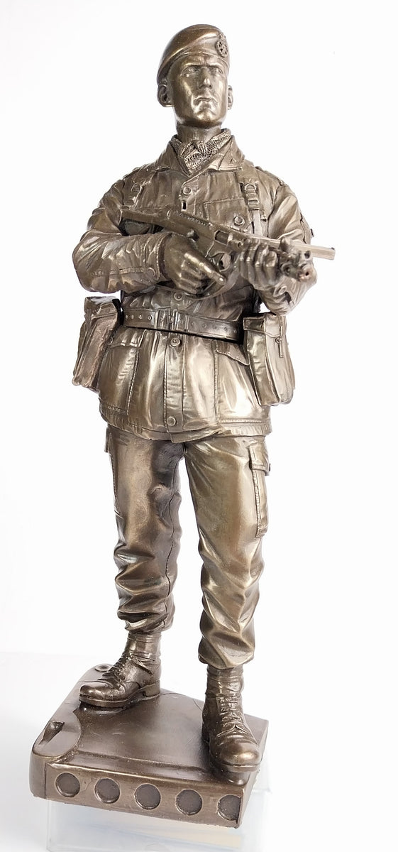 BA01 BAOR/UKLF British Soldier Cold Cast Bronze Figure 13"L2A3 9mm SMG ...